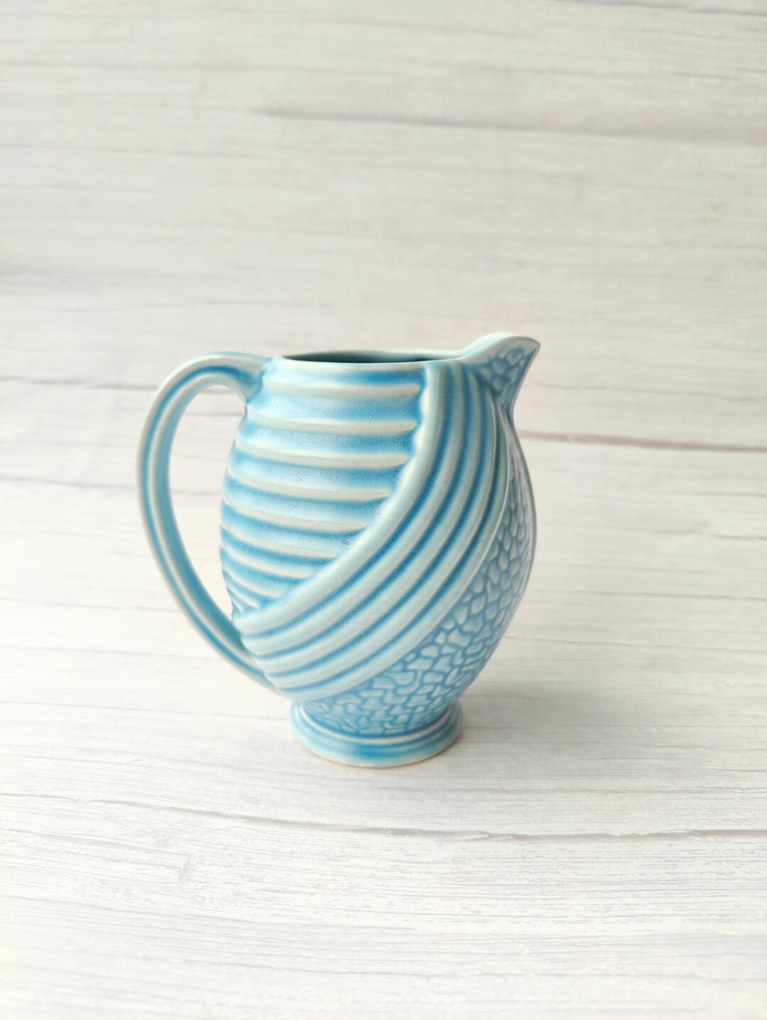 Vintage Wade Blue Ceramic Water Pitcher Jug Vase - Etsy