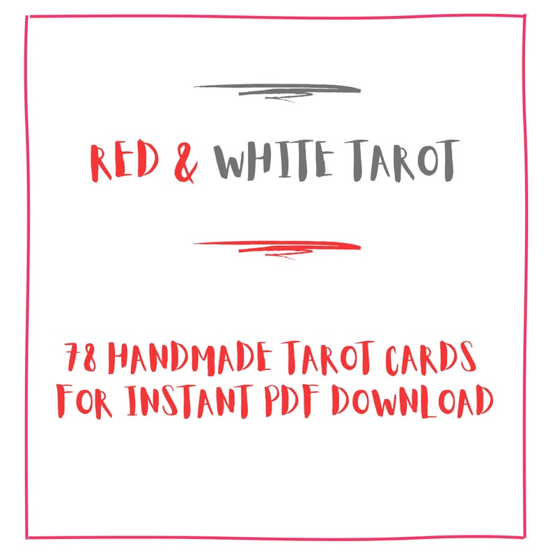 PRINTABLE Tarot Deck - 7x12 Cm - Handmade - Red & White Tarot - Etsy