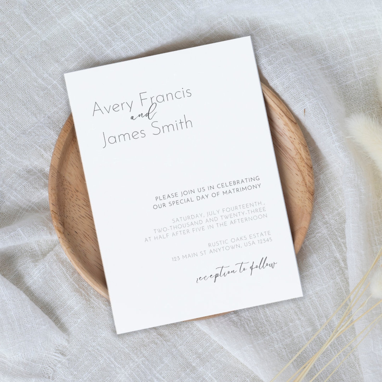 Simplistic & Timeless Digital Wedding Invitation Template Set | Modern ...