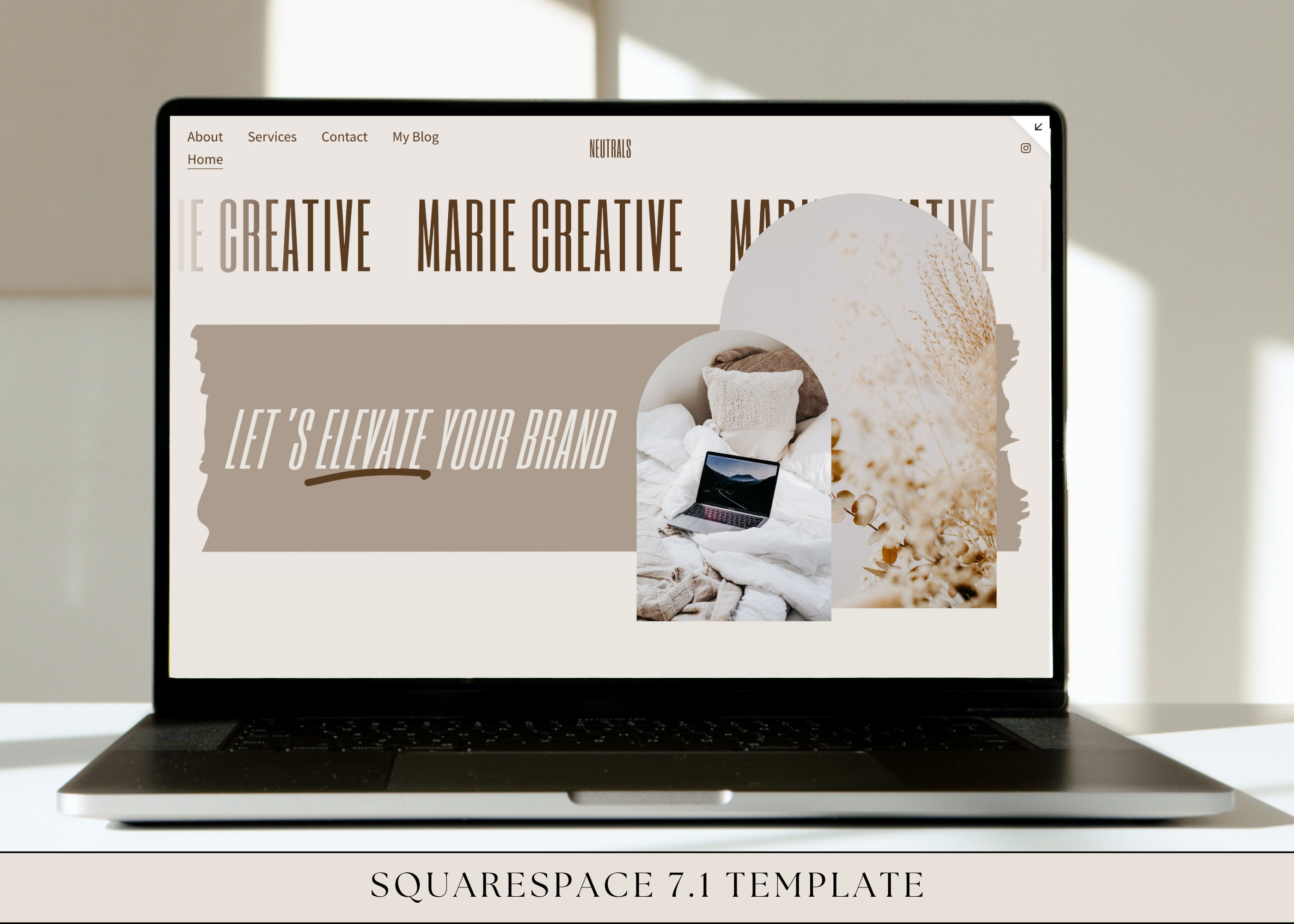 Neutral Squarespace Website Template | Website for Virtual Assistants ...