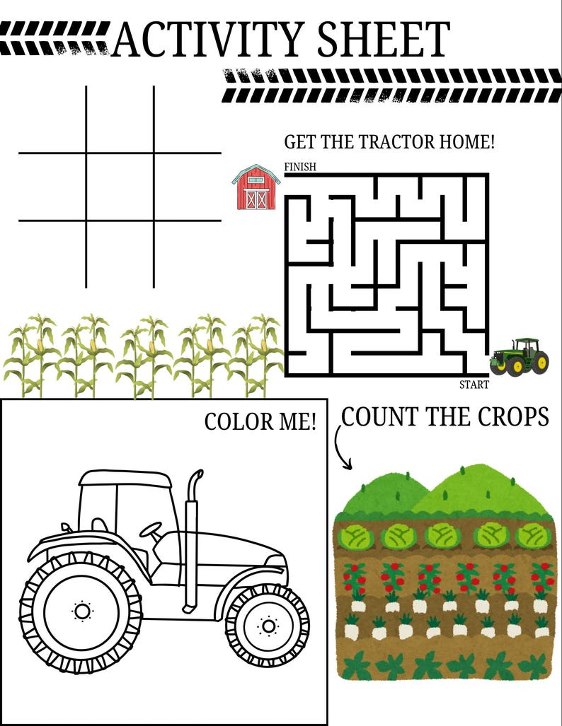 Tractor Activity Sheet - Etsy