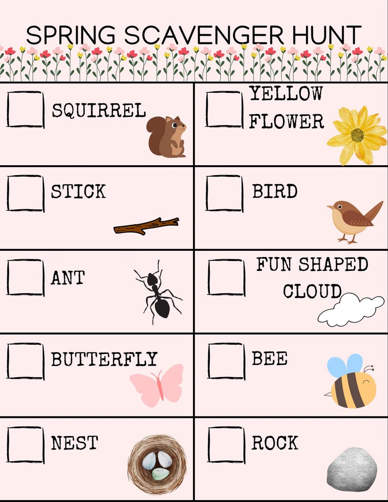 Spring Outdoor Scavenger Hunt - Etsy