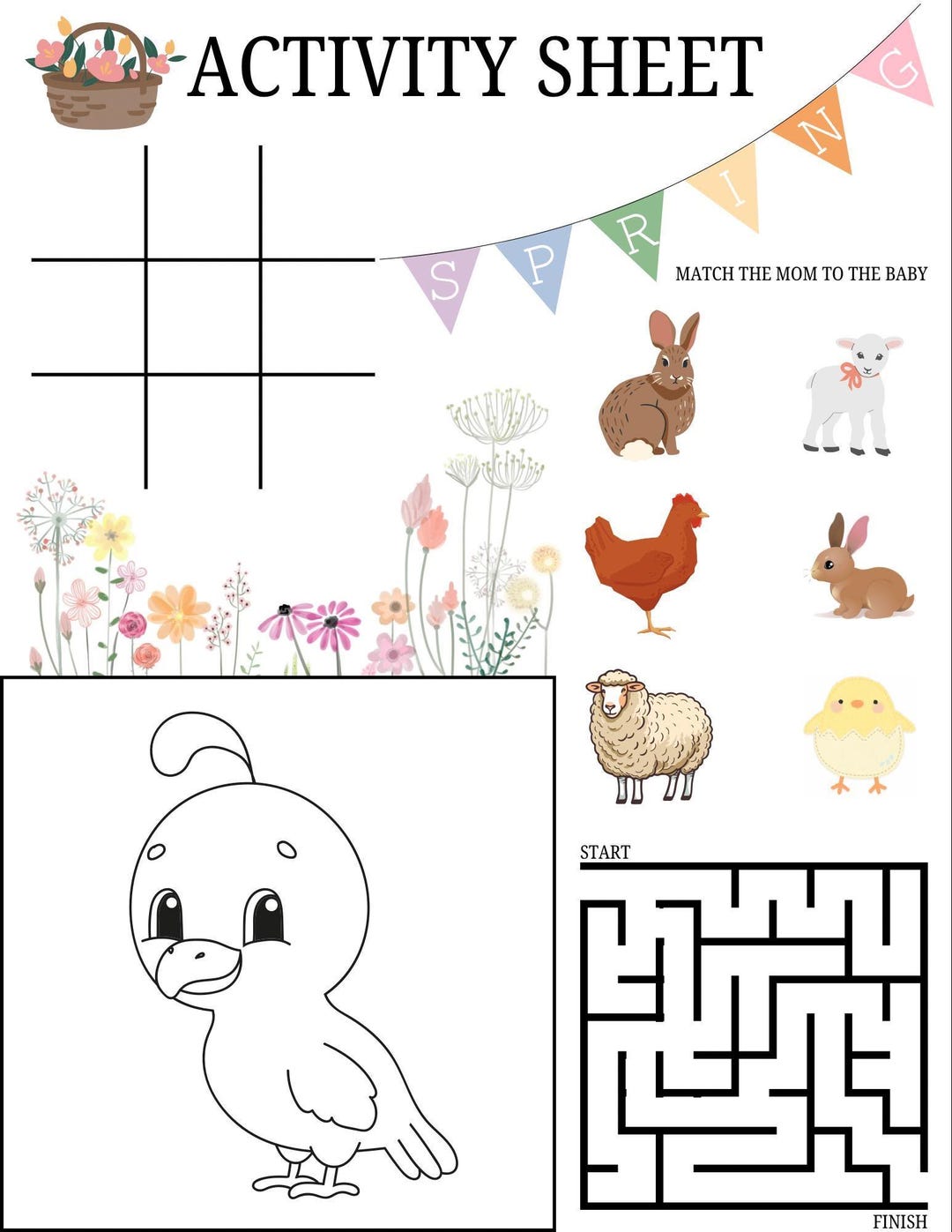 Spring Activity Sheet - Etsy