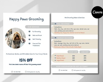 Dog Grooming Flyer Template, Pet Business Flyer Template, Dog Grooming ...