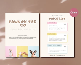 Printable Dog Sitting Business Flyer Dog Walking Flyer Doggy Daycare ...