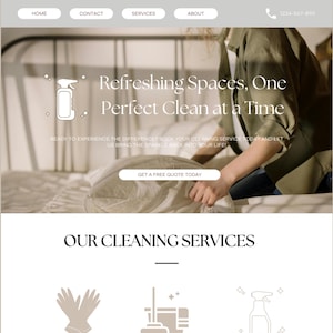 Cleaning Website Template Editable Canva Website Design for Commercial ...