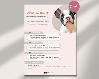 Printable Dog Sitting Business Flyer Dog Walking Flyer Doggy Daycare ...