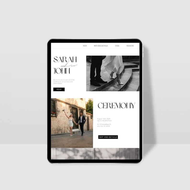 Wedding Website Template Elegant Simple Canva Wedding Web Invitation ...