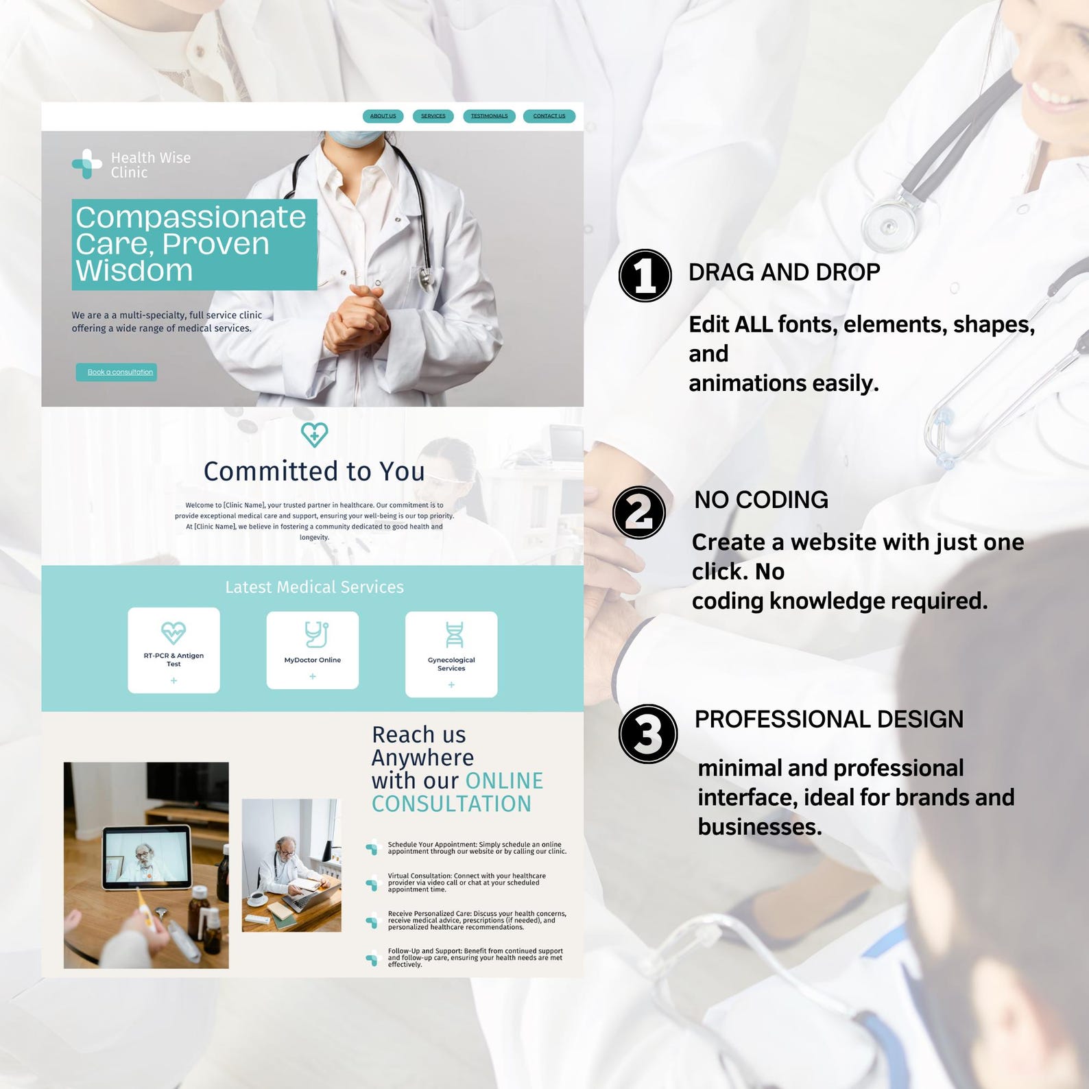 Medical Clinic Website Canva Healthcare Landing Page Design ...