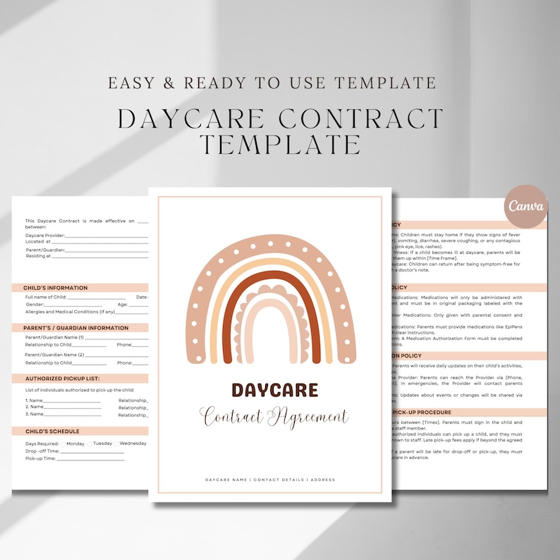 Editable Daycare Contract, Home Daycare Contract, Daycare Agreement ...