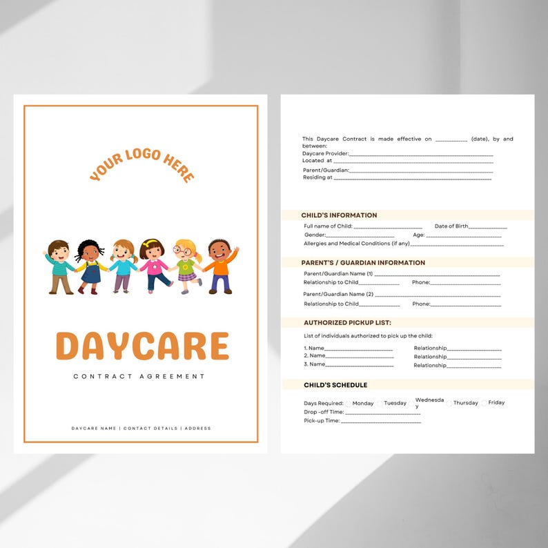 Daycare Forms, Daycare Contract, Daycare Starter Kit, Childcare Forms ...