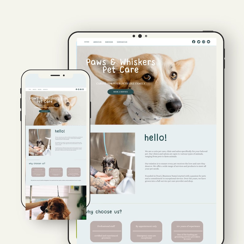 Pet Services Website, Canva Website Template, Website Design for Dog ...