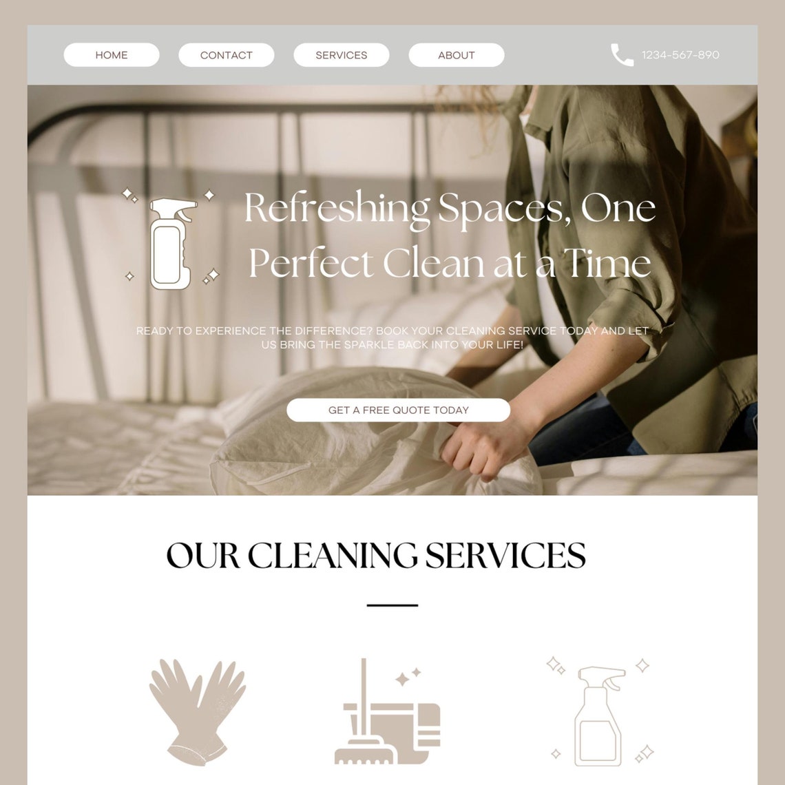 Cleaning Website Template Editable Canva Website Design for Commercial ...