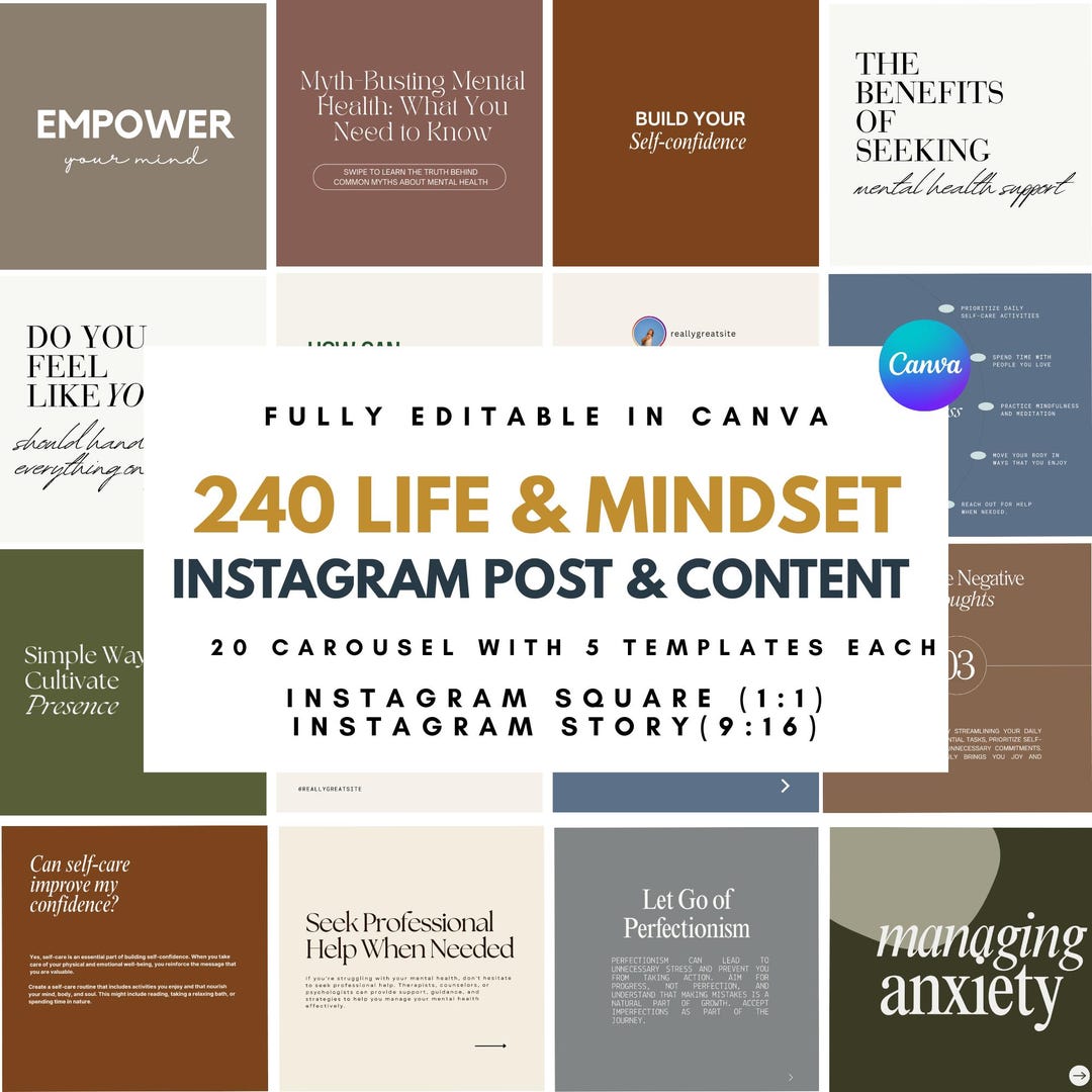Mindset Coach Instagram Post IG Template | Life Coach Templates ...