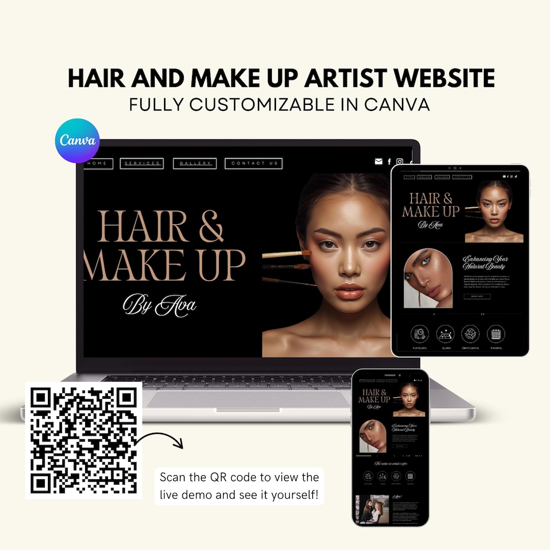 Makeup Artist Website Canva Template | Makeup Portfolio | Luxury ...