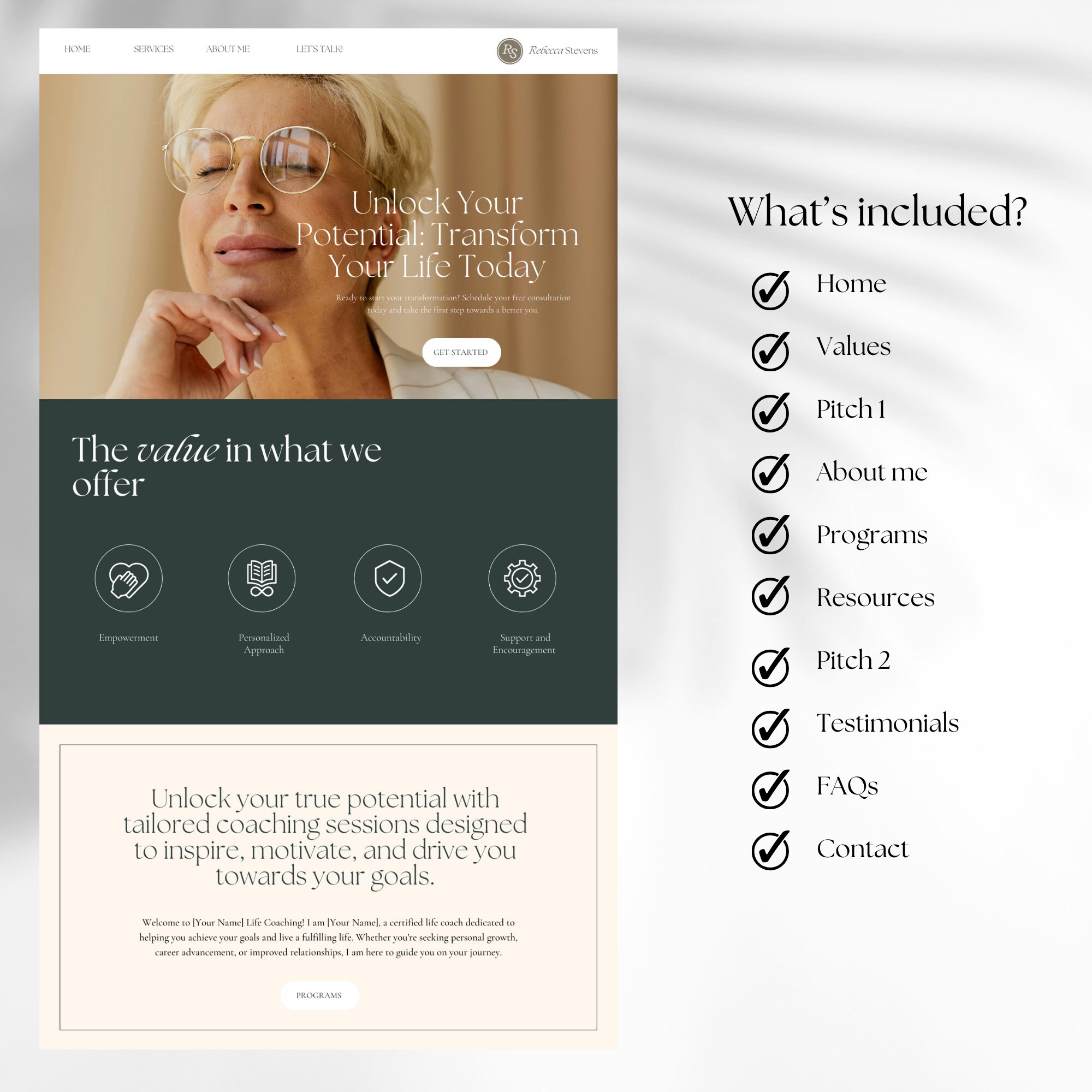 Coach Website Canva Template Design Coaching Course Sales Funnels ...