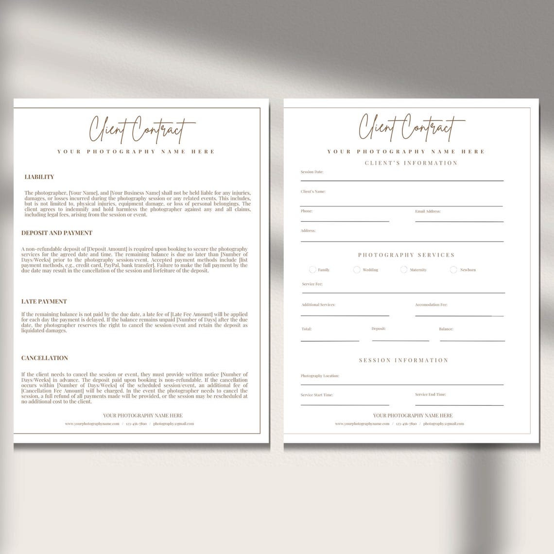 Photography Client Contract Template | Photography Forms | Client ...