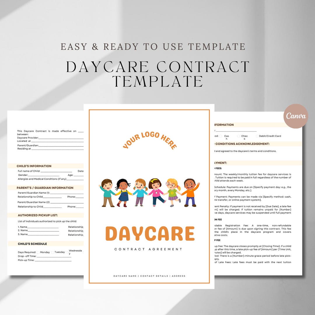 Daycare Forms, Daycare Contract, Daycare Starter Kit, Childcare Forms ...
