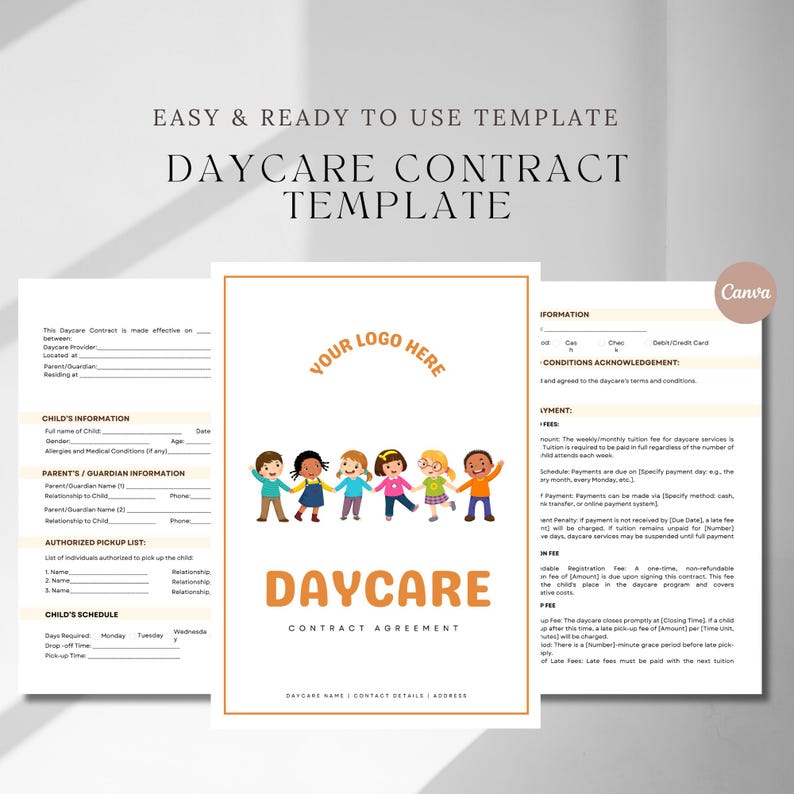 Daycare Forms, Daycare Contract, Daycare Starter Kit, Childcare Forms ...