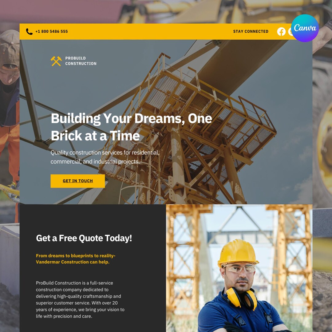 Construction Website Template, Builder Website, Contractor Website ...