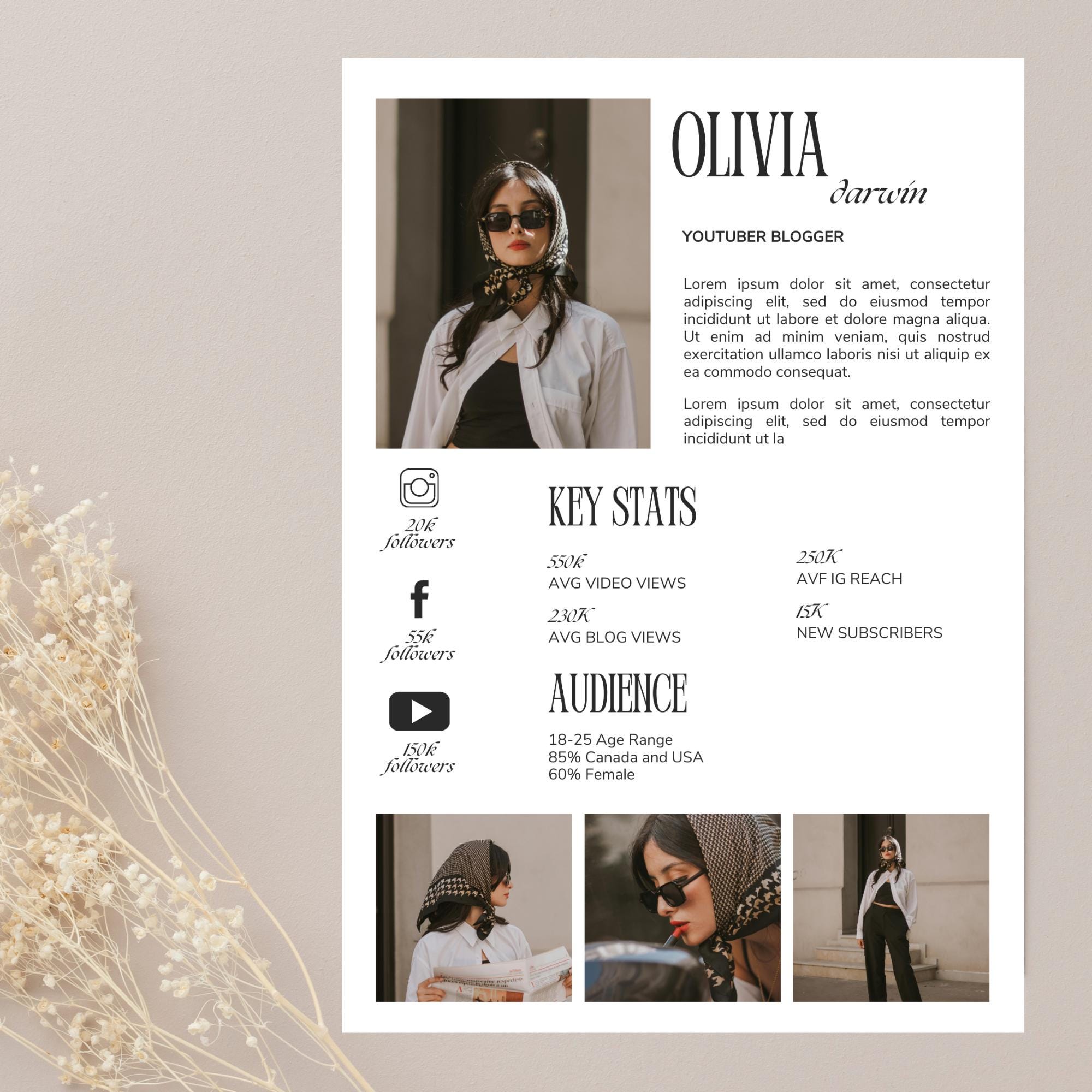 Media Kit Canva Template| Instagram Media Kit| Influencer Rate Sheet ...