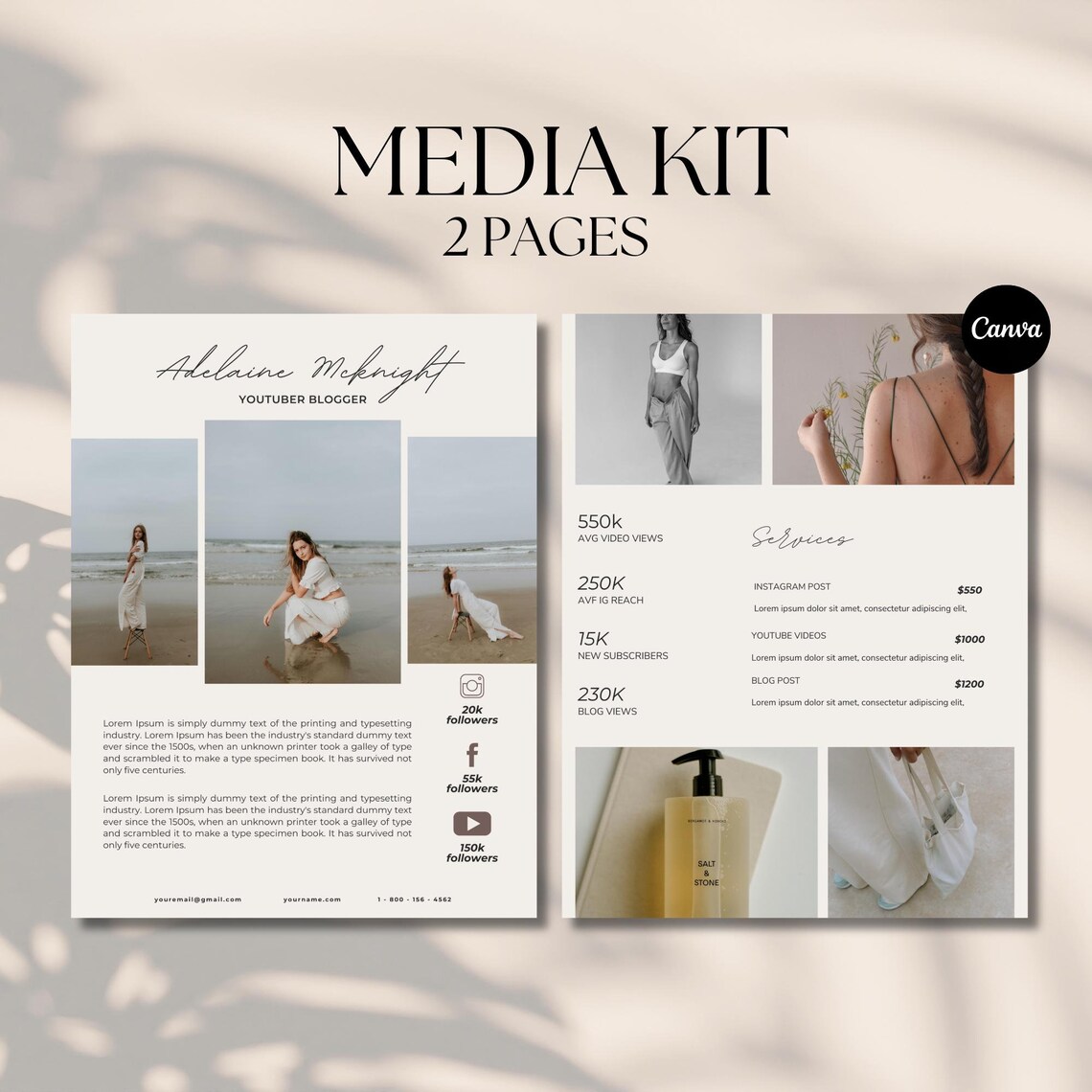 Media Kit Template Canva Rate Sheet Template Instagram Media Kit ...