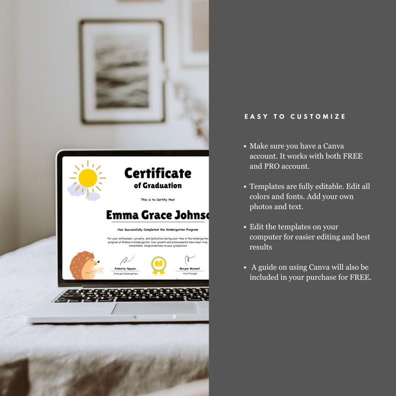 Preschool Diploma Template, Printable Preschool Certificate, Canva ...