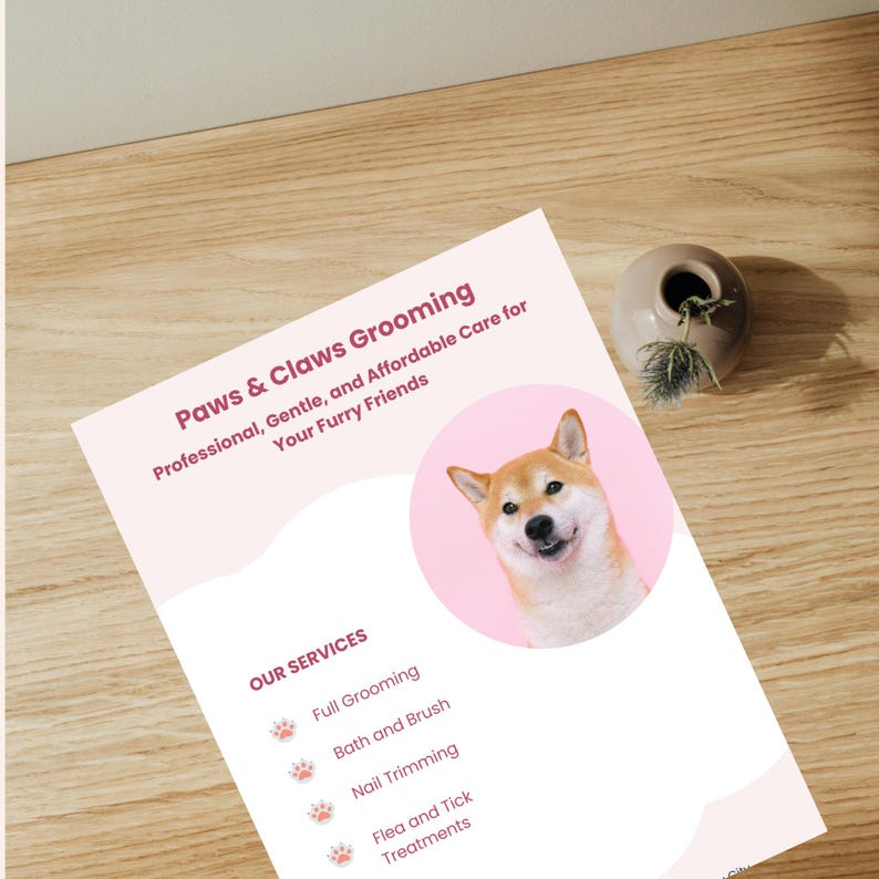 Dog Grooming Flyer Template, Pet Business Flyer Template, Dog Grooming ...
