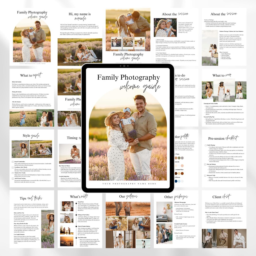 Photography Family Session Guide Welcome Guide Template Mini Session ...