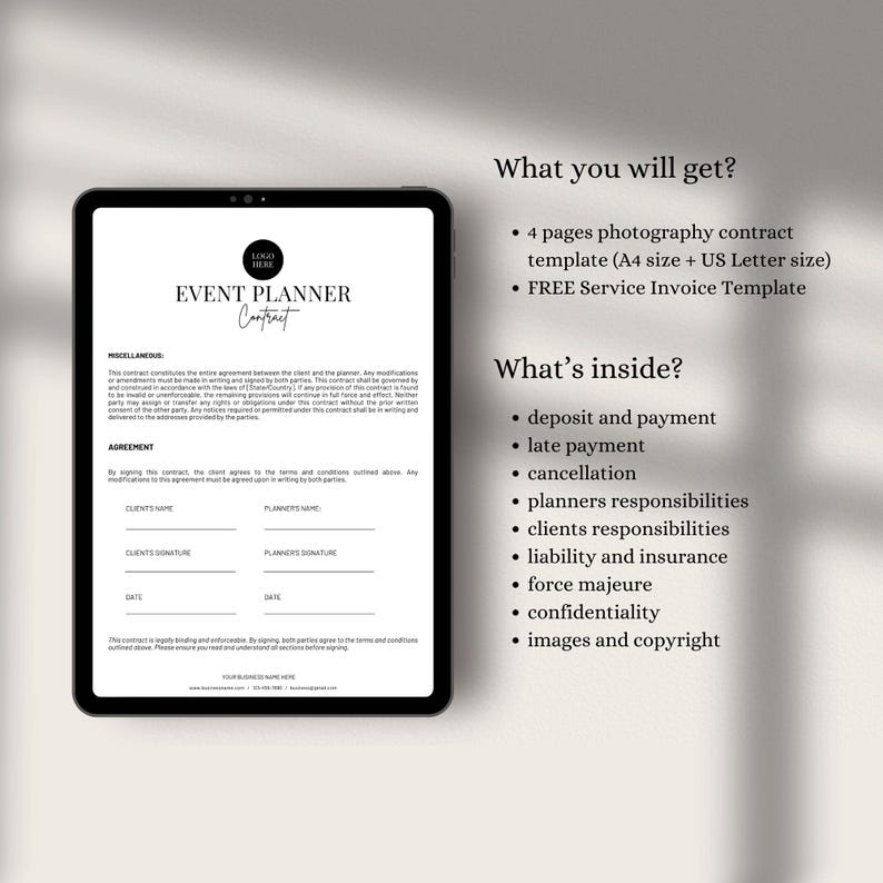 Event Planner Contract Template | Event Planner Client Forms | Wedding ...
