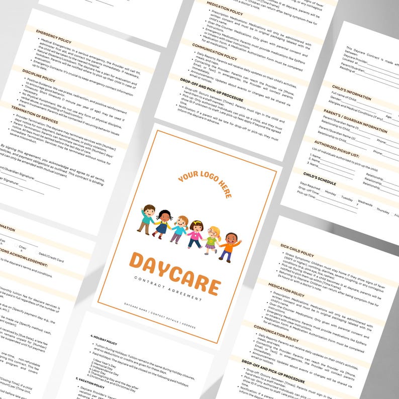 Daycare Forms, Daycare Contract, Daycare Starter Kit, Childcare Forms ...