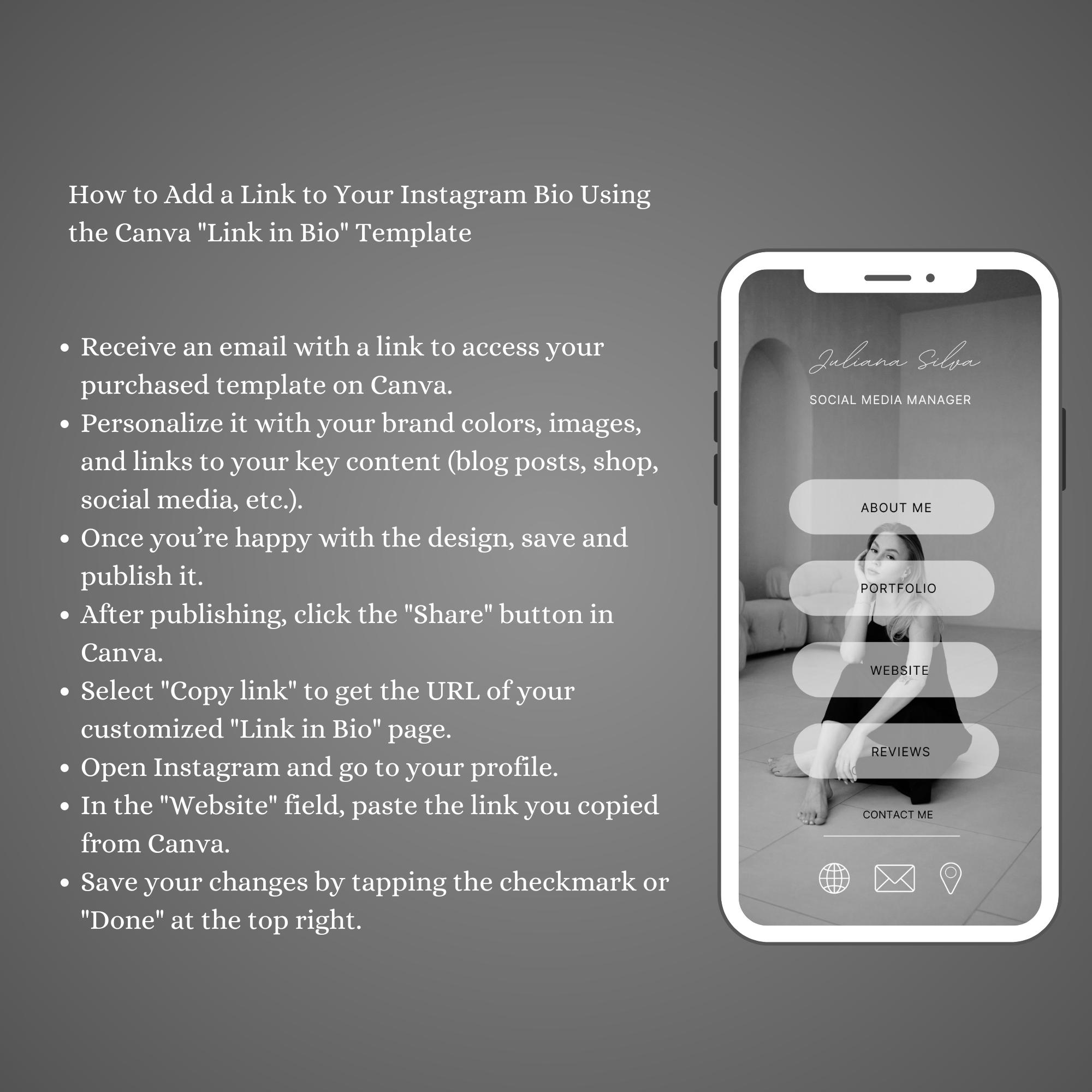Link in Bio Template Canva| Linktree Canva Template| Instagram Landing Page| Tik Tok Template ...