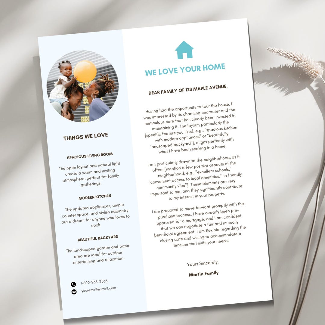 Home Offer Letter Template | Canva Buyer Offer Letter | Family Home ...