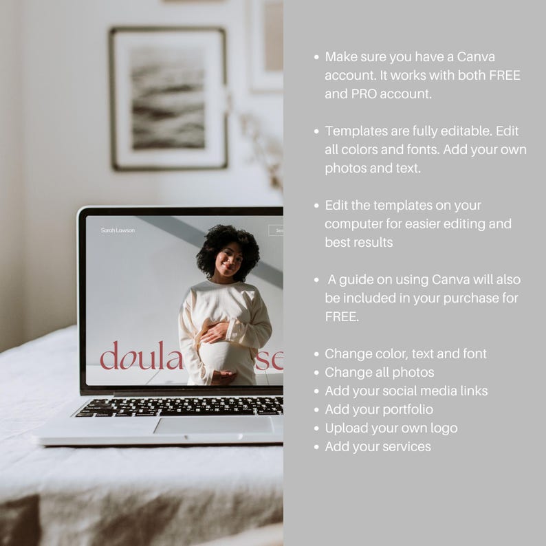 Doula Website Template, Editable Canva Website, Birth Worker Landing ...