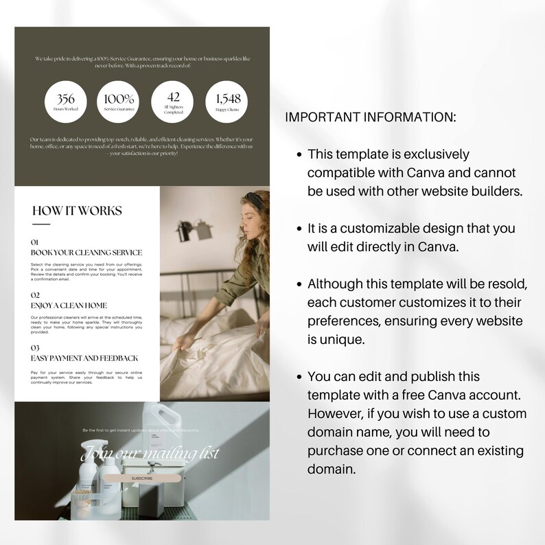 Cleaning Website Template Editable Canva Website Design for Commercial ...
