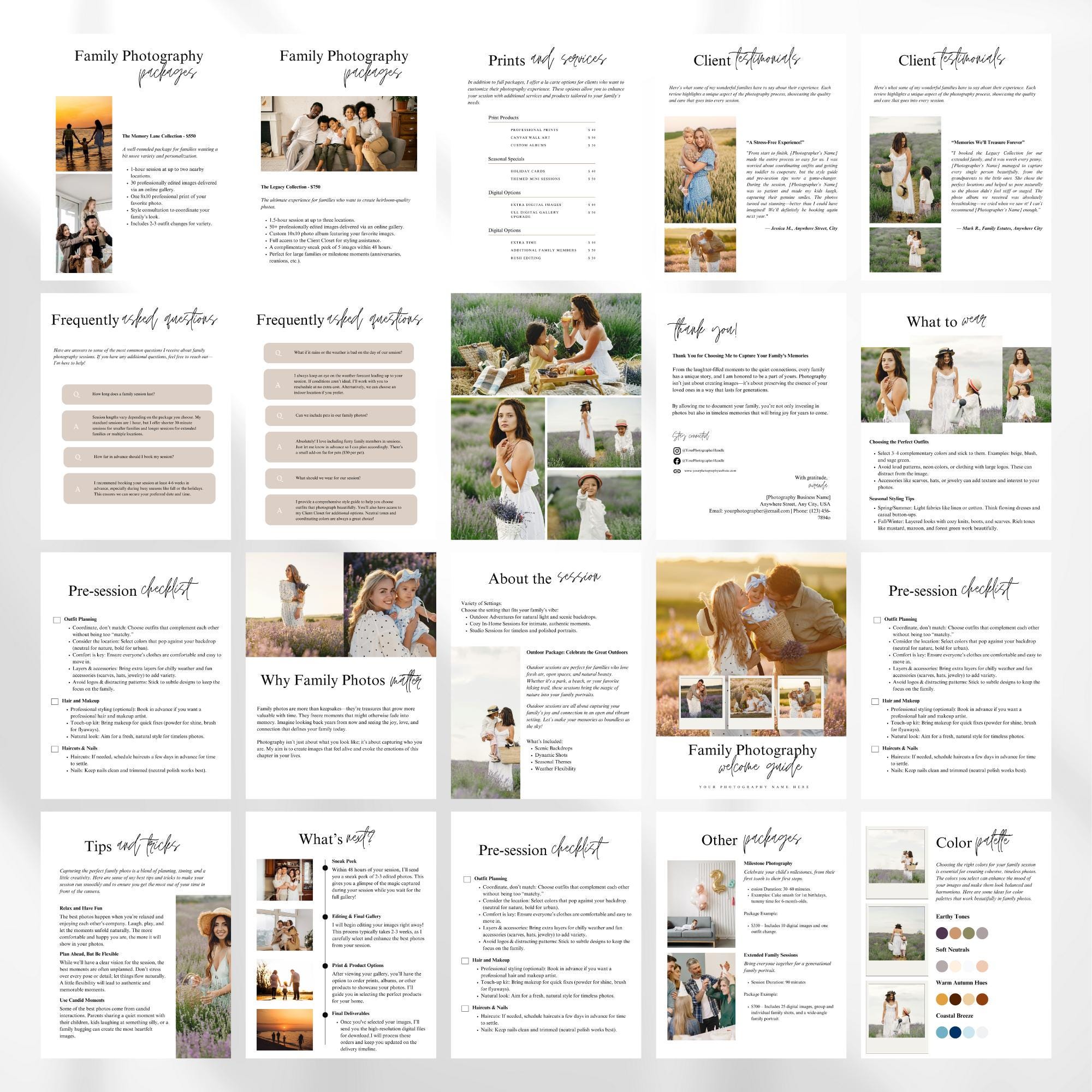 Photography Family Session Guide Welcome Guide Template Mini Session ...