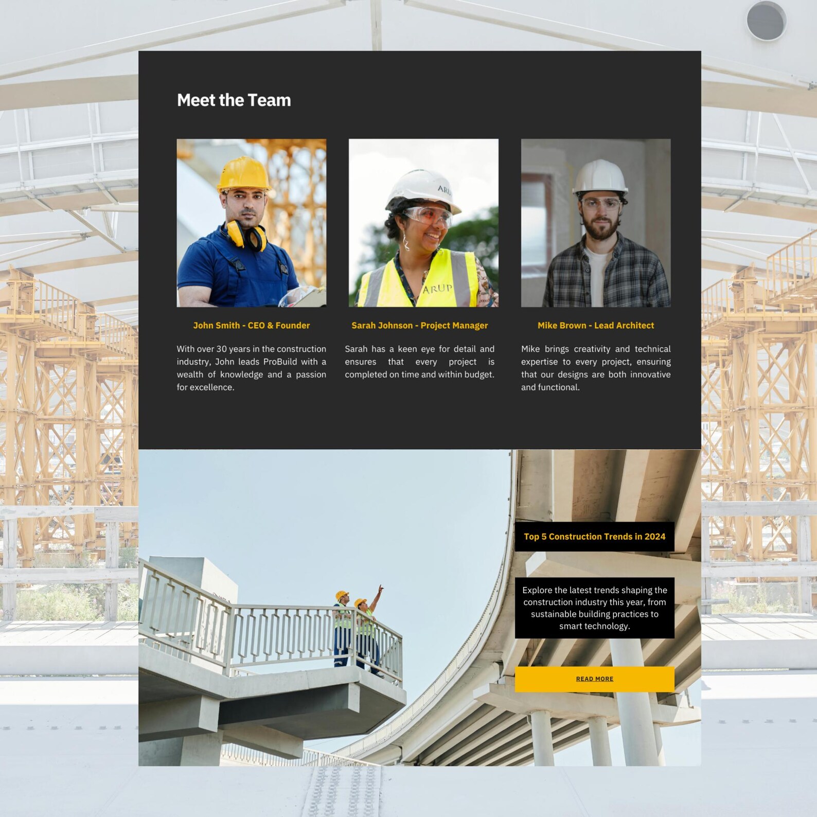 Construction Landing Page Template Canva Website Canva Template Builder ...