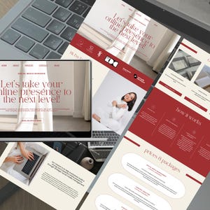 Minimal Canva Website Template, Red Beige Aesthetic Business Website ...