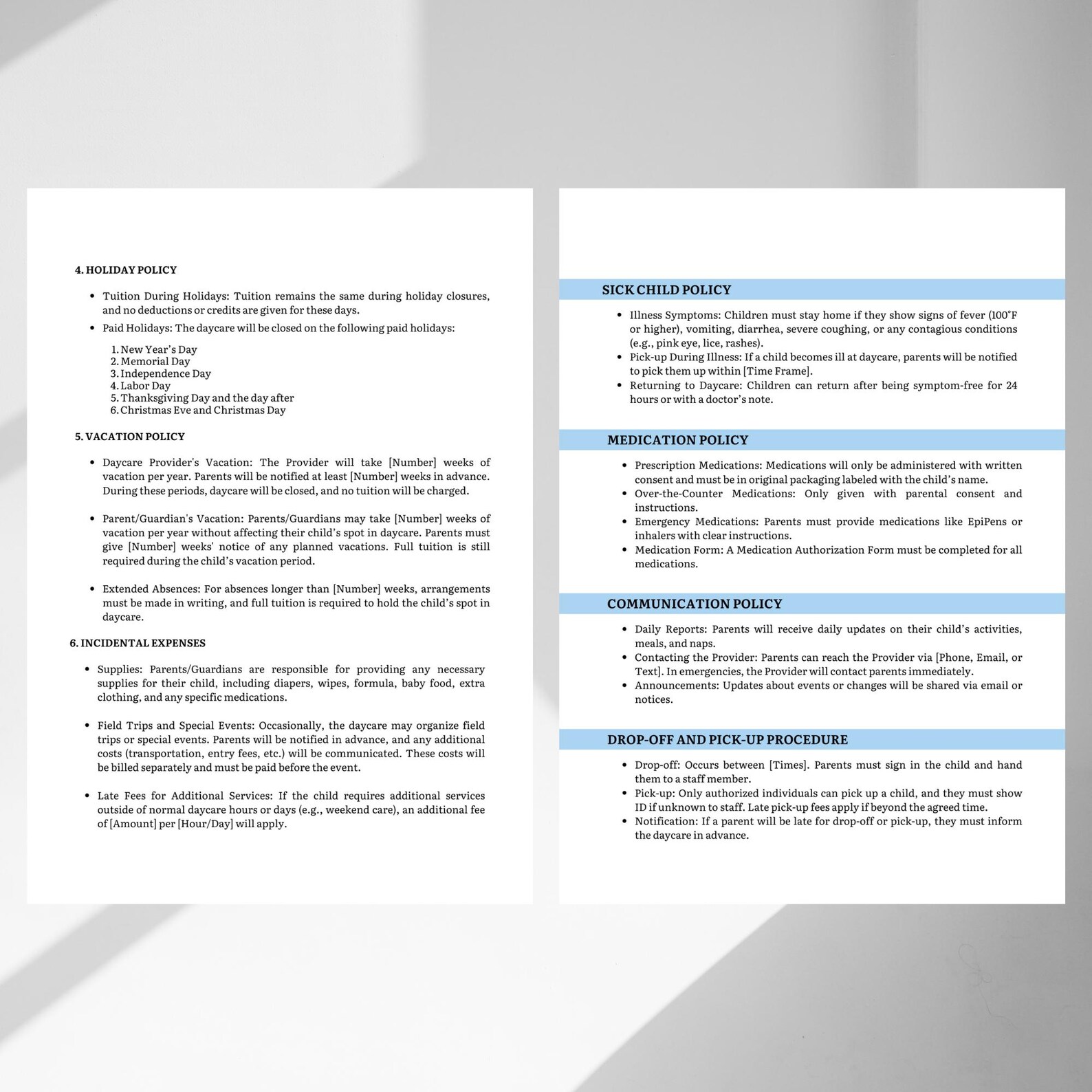 Daycare Forms, Daycare Contract, Daycare Starter Kit, Childcare Forms ...