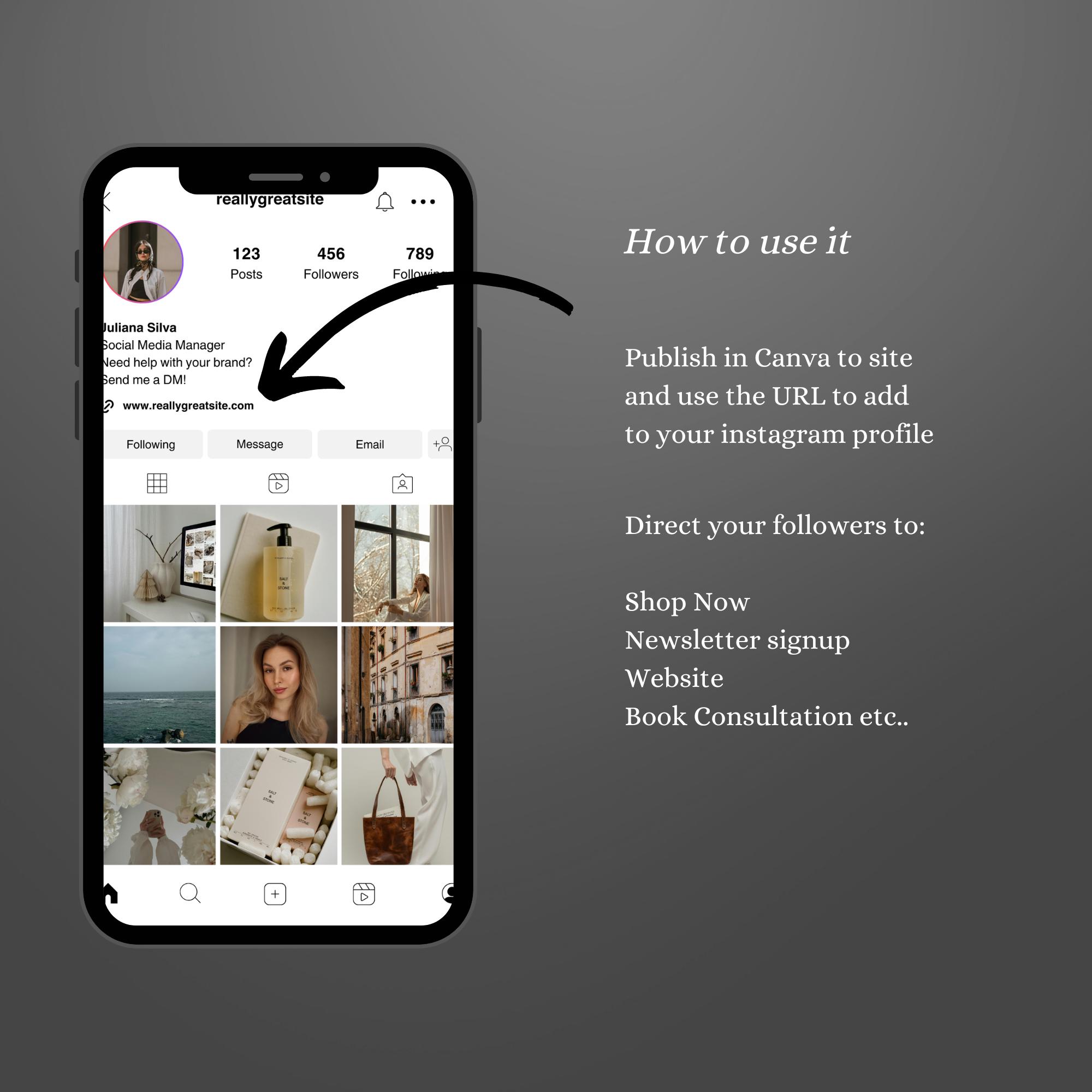 Link in Bio Template Canva| Linktree Canva Template| Instagram Landing ...