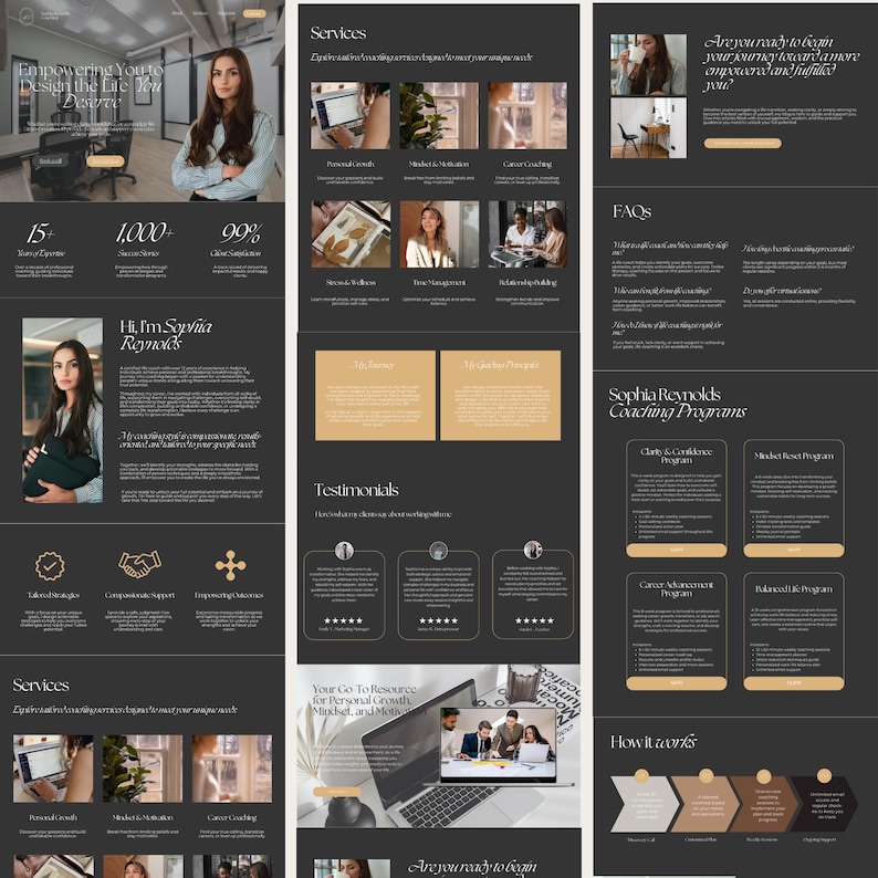 Life Coach Canva Website Template Coaching Template Therapist Web Site ...