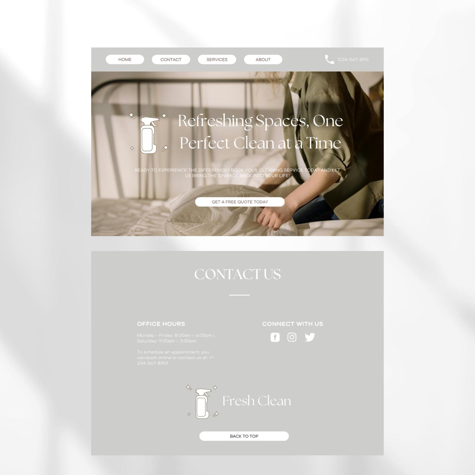 Cleaning Website Template Editable Canva Website Design for Commercial ...