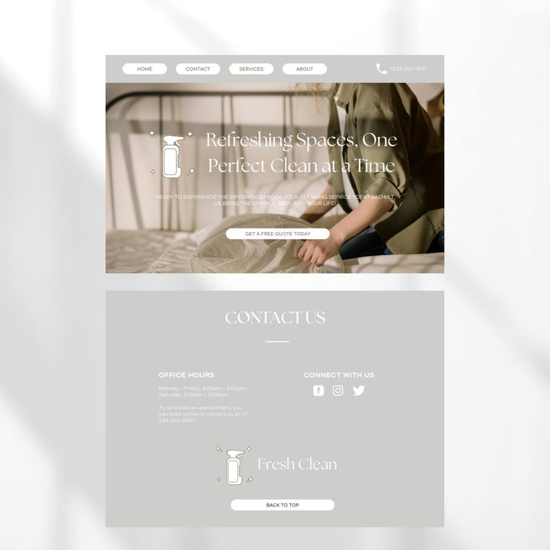 Cleaning Website Template Editable Canva Website Design for Commercial ...