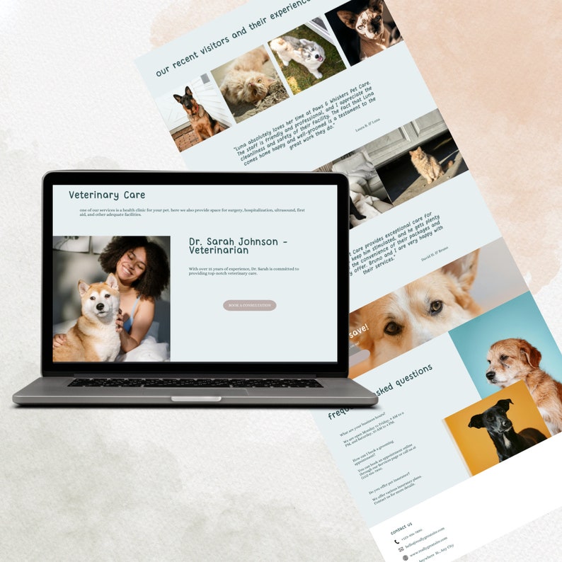 Pet Website Business Canva Template, Website Design for Dog Groomer ...