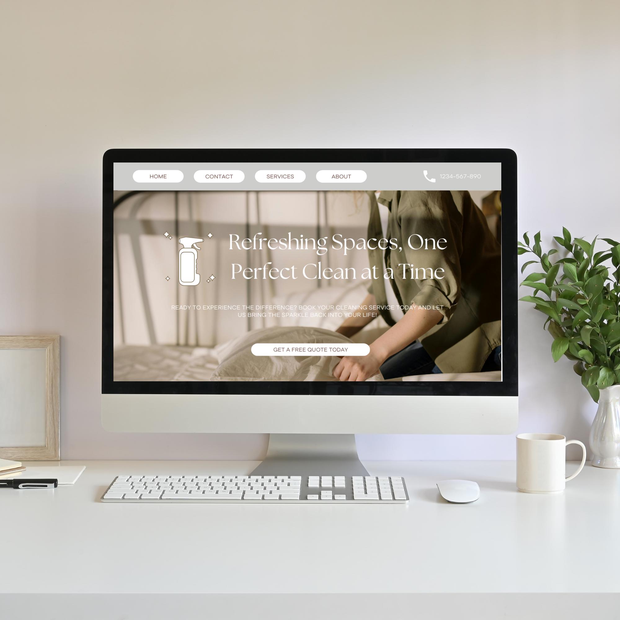 Cleaning Website Template Editable Canva Website Design for Commercial ...