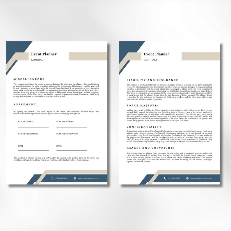 Event Planner Contract Template, Event Planner Client Forms, Wedding ...