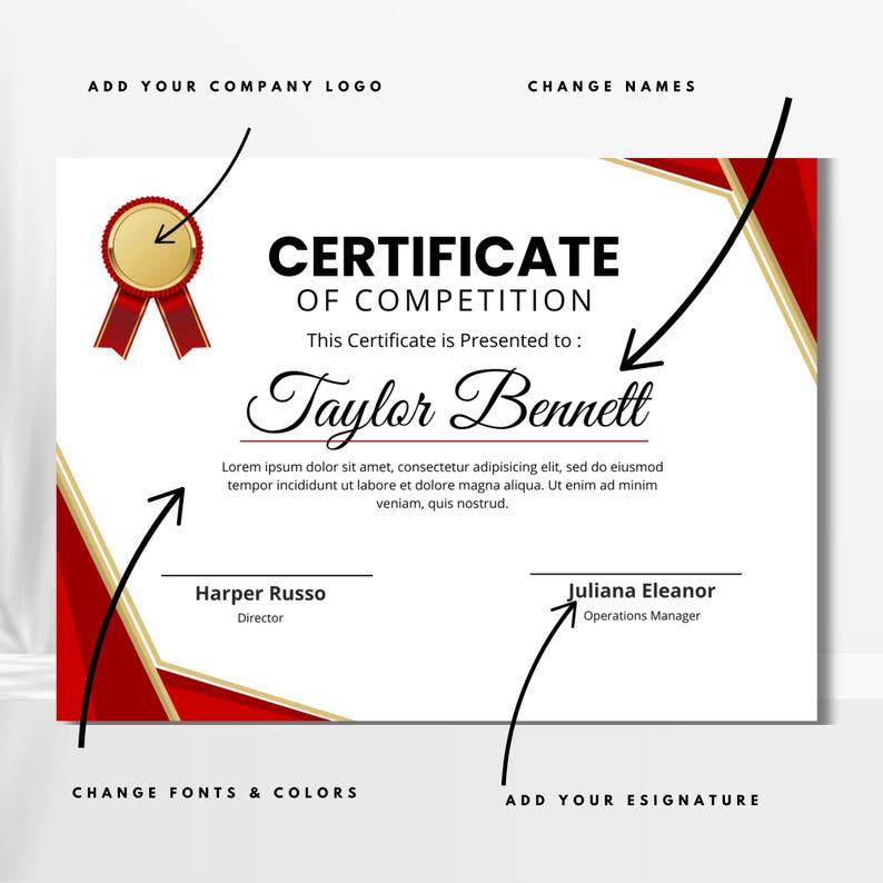 Certificate of Completion Template, Printable Course Certificate of ...