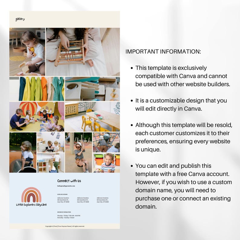 Childcare Canva One Page Website Template. Playful Daycare Website ...