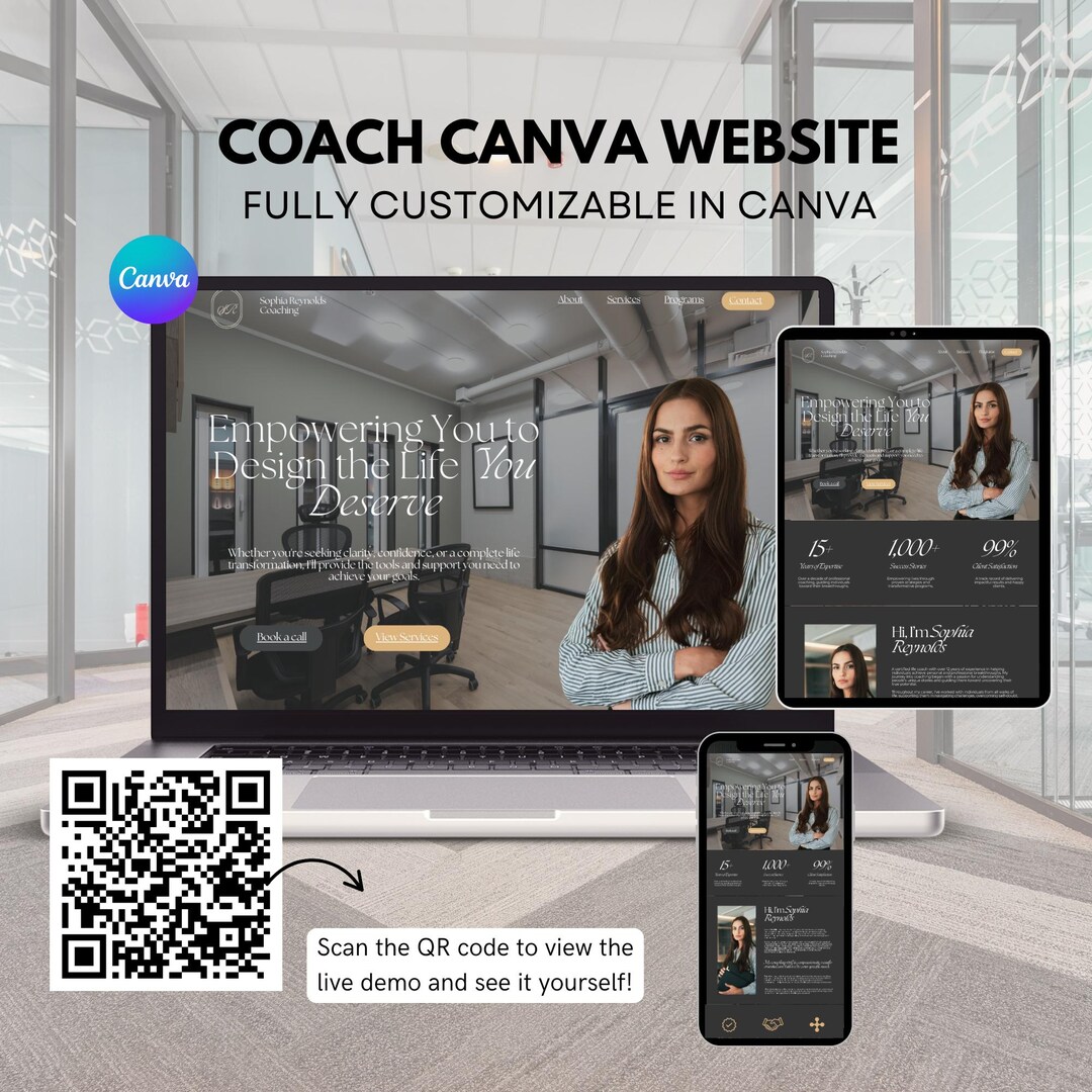 Canva Portfolio Website Template Coaching Creative Website Aesthetic Landing Page Life Coach ...