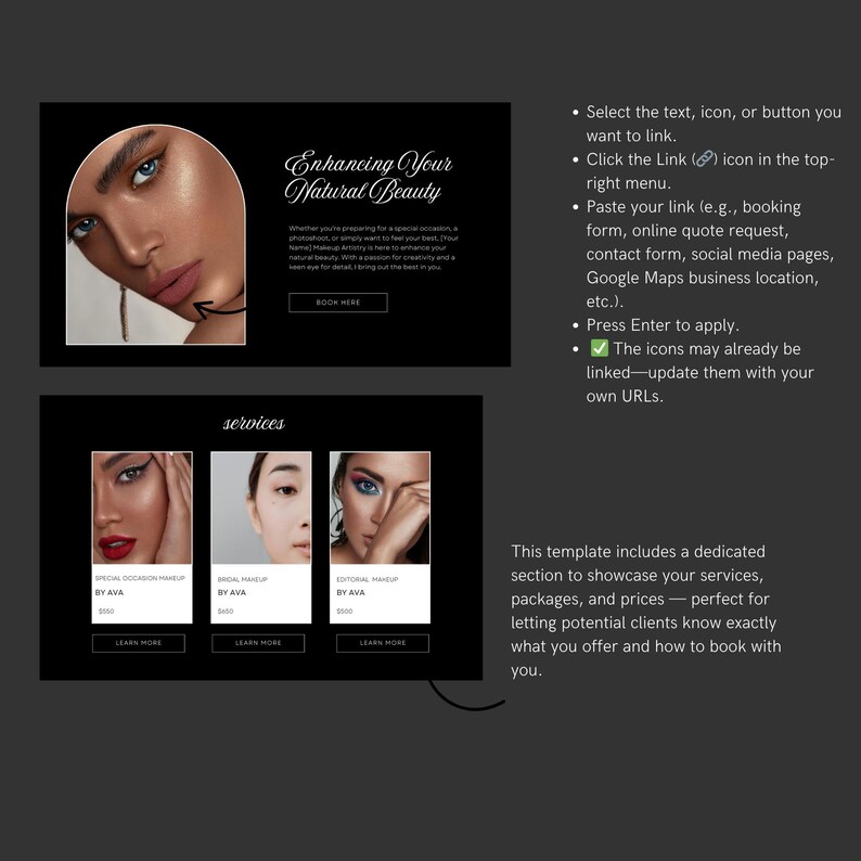 Makeup Artist Website Canva Template | Makeup Portfolio | Luxury ...
